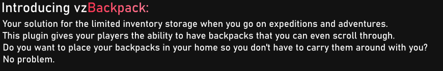 vzBackpack ⭐ [1.20.1 - 1.21.8] | SpigotMC - High Performance Minecraft Community